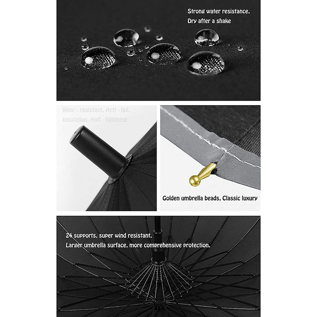 zooro Neutral Katana Handle Umbrella,Samurai Sword Umbrella as Best Christmas Birthday Gifts Cosplay Decoration for Japanese Culture Lover (16 Bone) Black,Medium