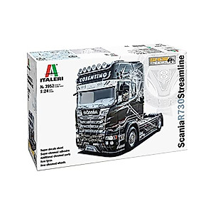Italeri 3952S - 1:24 Scania R730 Streamline Show Truck, Model Making, Kit, Stand Model Making, Crafts, Hobby, Gluing, Plastic Kit, Detailed, Unisex Adults, Black