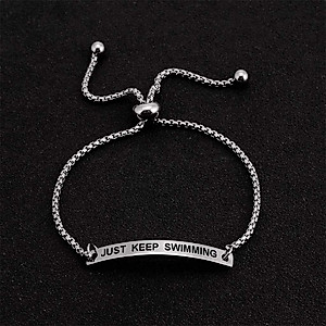 SOUSYOKYOSAM Just Keep Swimming Inspirational Cuff Expandable Bracelet Motivational Jewellery Amazing Gift
