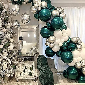 Futureferry Dark Teal and Silver Balloon Garland Arch Kit 136Pcs Double Stuffed Teal and White Balloons for Baby Shower Wedding Engagements Anniversary Birthday Party Backdrop DIY Decoration
