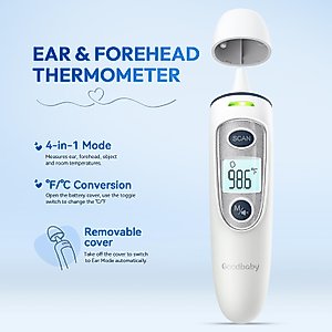 Ear Thermometer for Adults and Kids, Digital Accurate Ear and Forehead Thermometer with Fever Alarm, 1 Second Fast Result, FSA HSA Eligible, Easy to use, 2 in 1 Mode