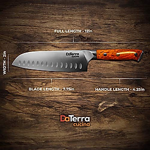 DaTerra Cucina Santoku Knife - 7 Inch | Eisenrose - Sharp German Steel - Professional Kitchen Knives