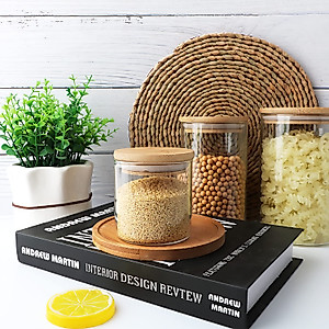 7 oz/230ml Glass Jars With Bamboo Lids, Pantry Organization and Storage Jars-Set of 16,Spice Jars Set for Coffee,Flour,Sugar ,Tea