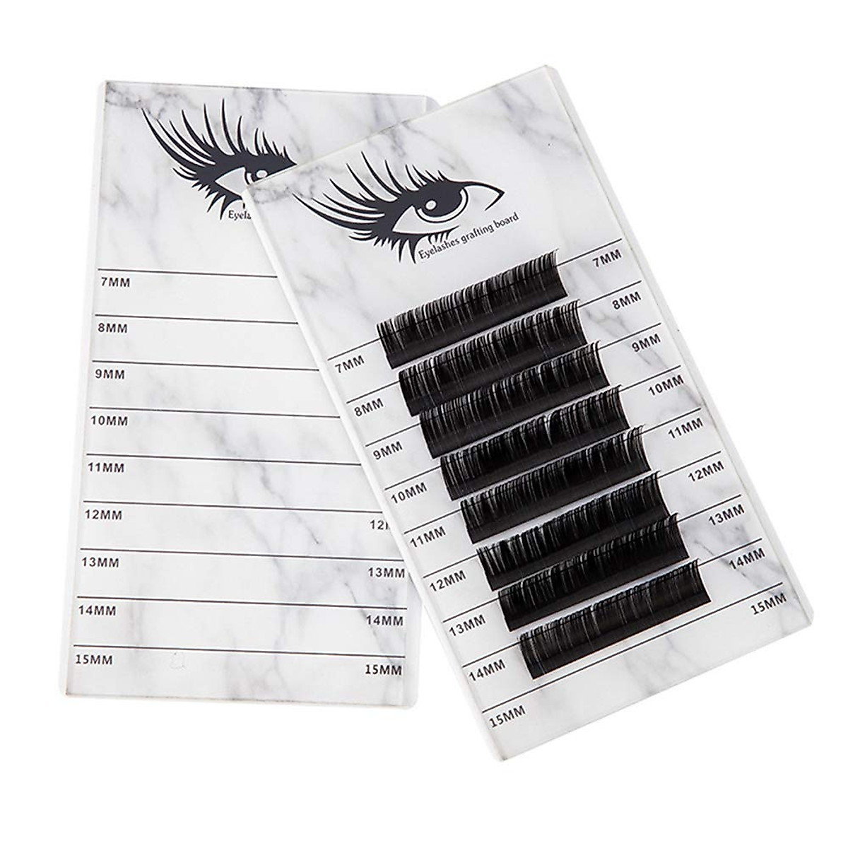 10 Layers Acrylic Eyelash Storage Box,Eyelash Holder Extension Tool,Makeup Organizer False Eyelashes Glue Pallet Holder, Grafting Eye lashes Close-Packed Display with 10 Pallets (Marble)