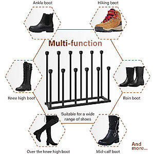 Tigerden 22.5 Inches Free Standing Shoe Racks, Tall Black Metal Boot Rack Organizer for 6 Pairs, Knee-High Boot Storage Shelf for Closet, Bedroom, Entryway, Hallway, Black