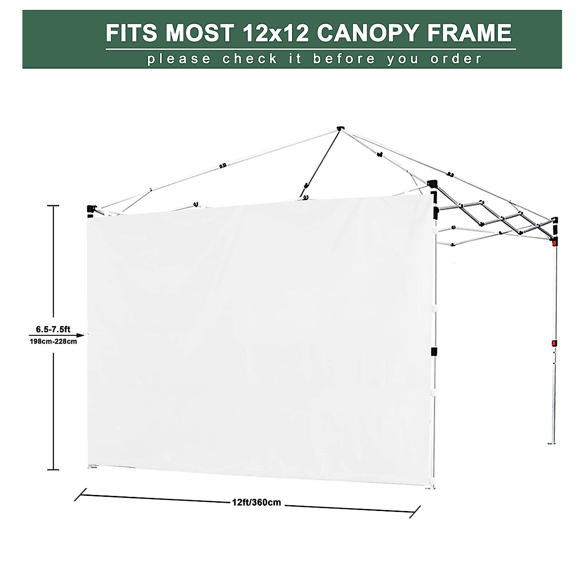 EMSCANOPY SunWall for 12x12 Canopy Frame, 3 Pack Sidewall Only, (Red)