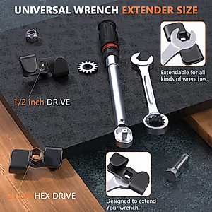 Anblak Wrench Extender for 1/2 Inch Drive Breaker Bars/21 mm Hex Drive, Universal Wrench Extension Tool Adaptor for Cheater Bar, Extend Wrenches Tool to Leverage over Stubborn Nuts，Bolts