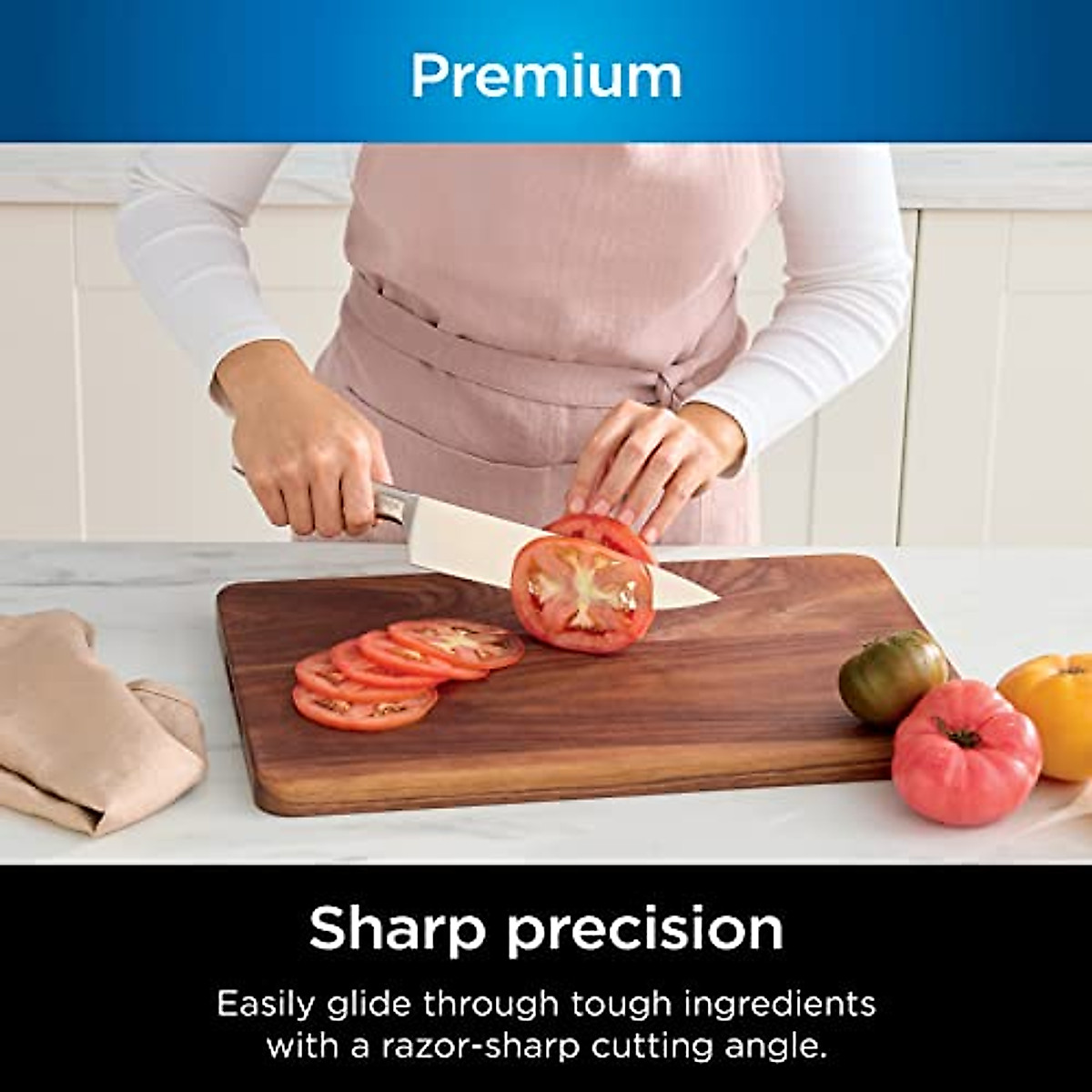 Ninja K62012 Foodi NeverDull Premium 12-Piece German Stainless Steel Knife System with Built-in Sharpener, Stainless Steel/Black