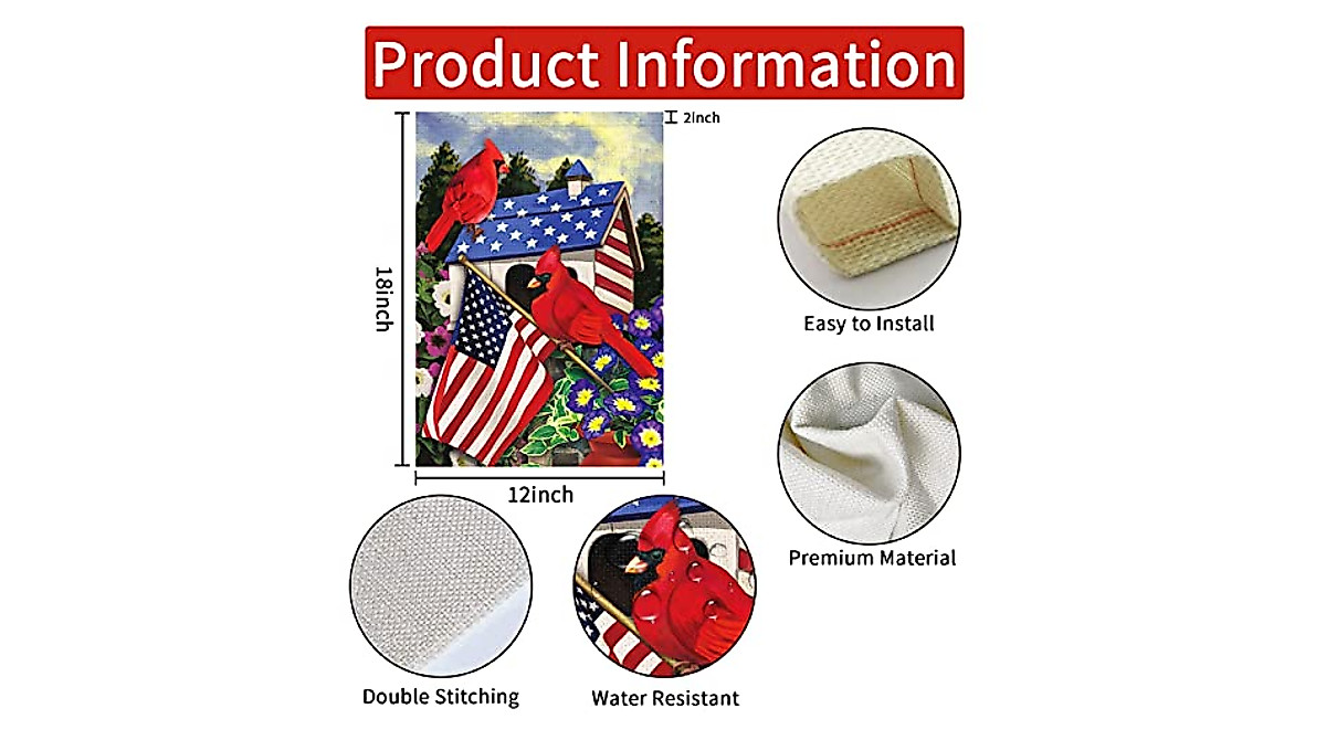 Patriotic Garden Flag - Durable 12x18 American Outdoor Banner