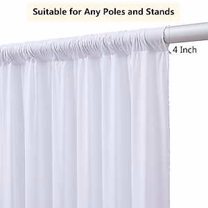 40ft×10ft Wrinkle Free White Backdrop Curtain for Wedding Party, 8 Panels 5×10ft Thick Silky Polyester Photo Backdrop Drapes Curtains for Parties Birthday Baby Shower Baptism Photography Home Decor