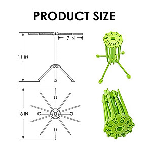 Pasta Drying Rack with 10 Bar Handles, Collapsible Household Noodle Dryer Rack Hanger (10 Bars, Green)