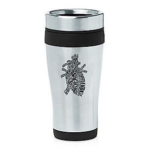 16oz Insulated Stainless Steel Travel Mug Coffee Mug Tumbler Heart Anatomy Anatomical Heart Cardiology Cardiologist Gift Medical Student (Black)