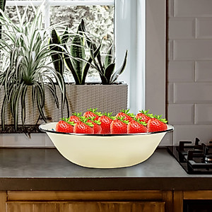 DOITOOL Enamel Plates Enamel Mixing Bowl Vintage Flower Large Salad Bowl Enamelware Washing Basin Chinese Style Soup Serving Bowl for Ramen Asian Dishes Cereal Rice Noodle Enamel Bowl