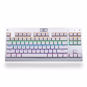 MechanicalEagle Z-77 75% Mechanical Keyboard | Aluminium Panel | Clicky Blue Switches | Rainbow LED Backlit | N-Key Rollover | 87-Key Tenkeyless | Hot Swappable |Spare Switches Included