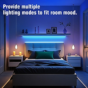 VOLIVO Smart Bluetooth Led Lights 50ft, App Controlled Music Sync Led Light Strips with Remote, 5050 RGB Color Changing Led Lights Strip for Bedroom, Home, TV, Kitchen