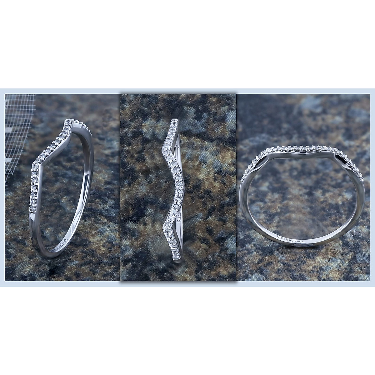 Dazzlingrock Collection Round White Diamond Curved Wedding Contour Band for Women (0.12 ctw, Color I-J, Clarity I2-I3) in 10K White Gold Size 7