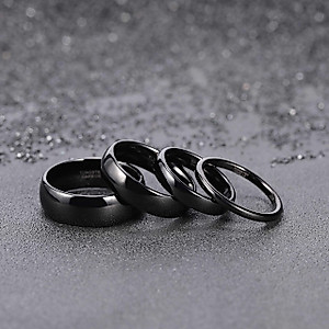TRUMIUM 6mm Black Tungsten Ring for Men Women High Polished Comfort Fit Wedding Band Size 11