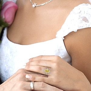 Clara Pucci 2.32ct Marquise Cut Solitaire Halo Yellow Simulated Diamond Designer Wedding Anniversary Bridal Ring 14k Yellow Gold 5.5