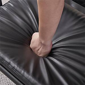 Tiophome Accent Metal Frame, PU Leather Upholstered Comfy Oval Back with Lattic, Side Leisure Lounge Arm Chairs Armchairs for Living Room, Bedroom, Black, Extra Large