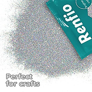 Renfio Holographic Silver Ultra Fine Glitter Powder, 3.5 Oz (100g) Metallic PET Flake 1/128" 0.008" 0.2mm Face Glitters for Craft Resin Pigment Tumbler Ornament Painting Hair - Diamond Laser Silver