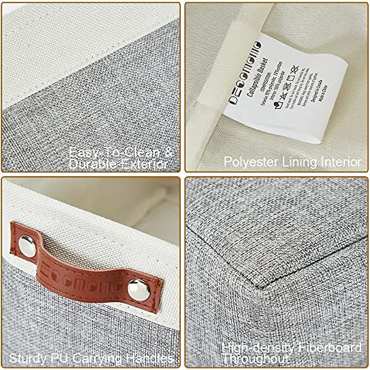 DECOMOMO Small Baskets | Storage Baskets for Organizing Shelves Linen Closet Bathroom Baby Cloth Nursery Fabric Bulk Decorative Empty Baskets for Gifts (Grey and White, Small - 6 Pack)