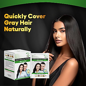 BIOGREEN ROOTS Ammonia-Free Herbal Hair Shampoo - Effectively Covers Gray Hair for Men and Women - Natural Color and Herbal Nourishment - No Stain on Skin - Natural Black (20 sachets x 25 ml)