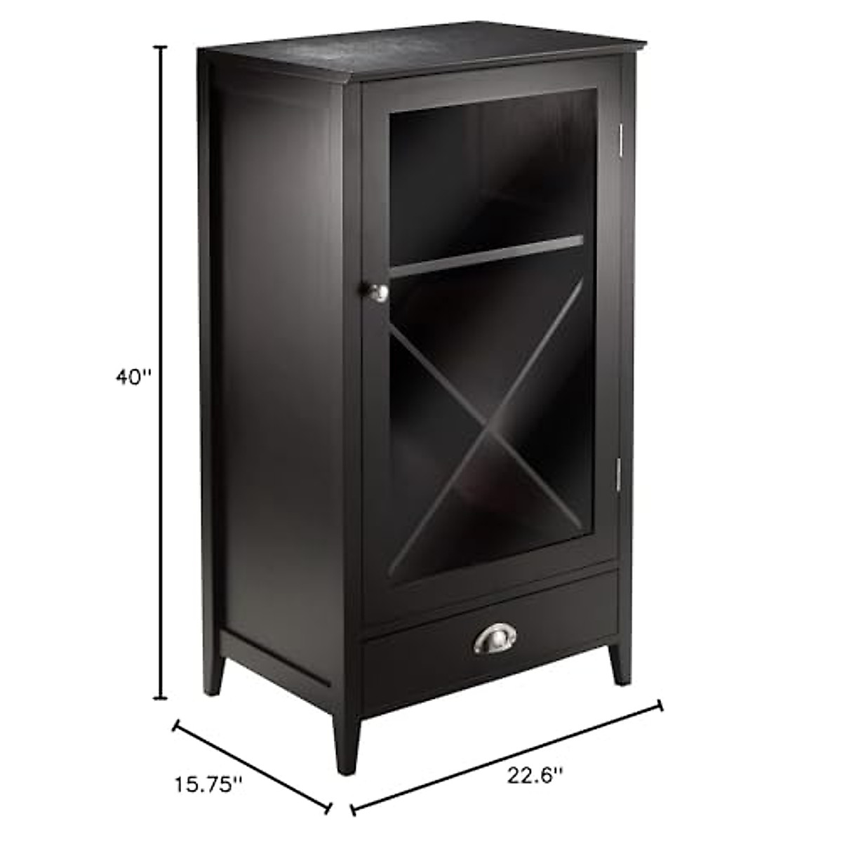 Winsome Bordeaux Modular Wine Cabinet X-Panel, Dark Wood Finish (92442)