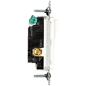 Leviton 5603-2W 15 Amp, 120/277V, Decora Rocker 3-Way AC Quiet Switch, Residential Grade, Grounding, 10 Pack, White