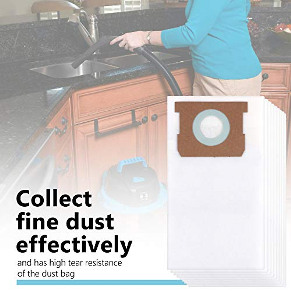 KEEPOW 9 Pack Shop Vacuum Bag Replacement Compatible with Vacmaster 5 to 6 Gallon Wet Dry Vacuum, Part # VDBS