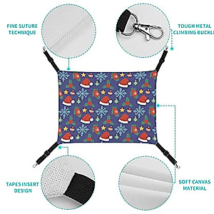 Christmas Hats Pattern Pet Hammock Comfortable Adjustable Hanging Bed for Small Animals Dogs Cats Hamster