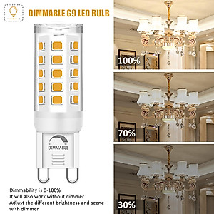 Ugvmn G9 LED Bulb Dimmable, No Flicker 2700K Soft Warm White T4 Small G9 LED Bi Pin Base, 4W (40W Halogen Replacement Bulbs), Chandelier Light Bulbs for Home Lighting, 4 Pack (Modern, Count, 4)