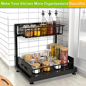 Mlinavn 2 Pack Under Sink Organizer,Pull Out Cabinet Organizer 2 Tier Slide Out Sink Shelf Cabinet Organizer and Storage,Adjustable Under Counter Organizers for Under Kitchen Bathroom Organization