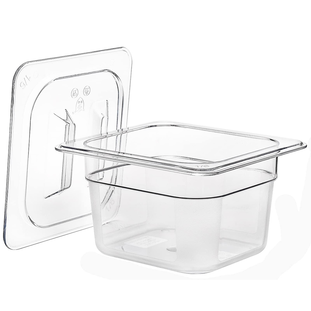 Bekith 6 Pack 1/6 Size Clear Polycarbonate Food Pans with Lids for Kitchen Restaurant Food Prep, 4 Inches Deep