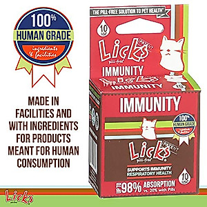 Licks Pill-Free Cat Immunity - Immune Support Cat Supplies - Respiratory Supplements for Cats - Cat Health Supplies - Gel Packets - 10 Use