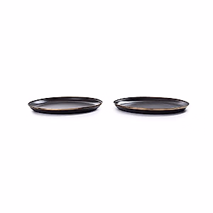 Barebones Enamel Deep Plate, Set of 2 - Hand-Finished Baked Stainless Steel Trim, Charcoal