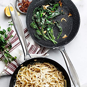 Kitchen Academy Pots and Pans Set Non Stick - 15 Pieces Blue Hammered Cookware Set, Granite Nonstick Coating Induction Compatible for All Stove PFOA&PFOS Free