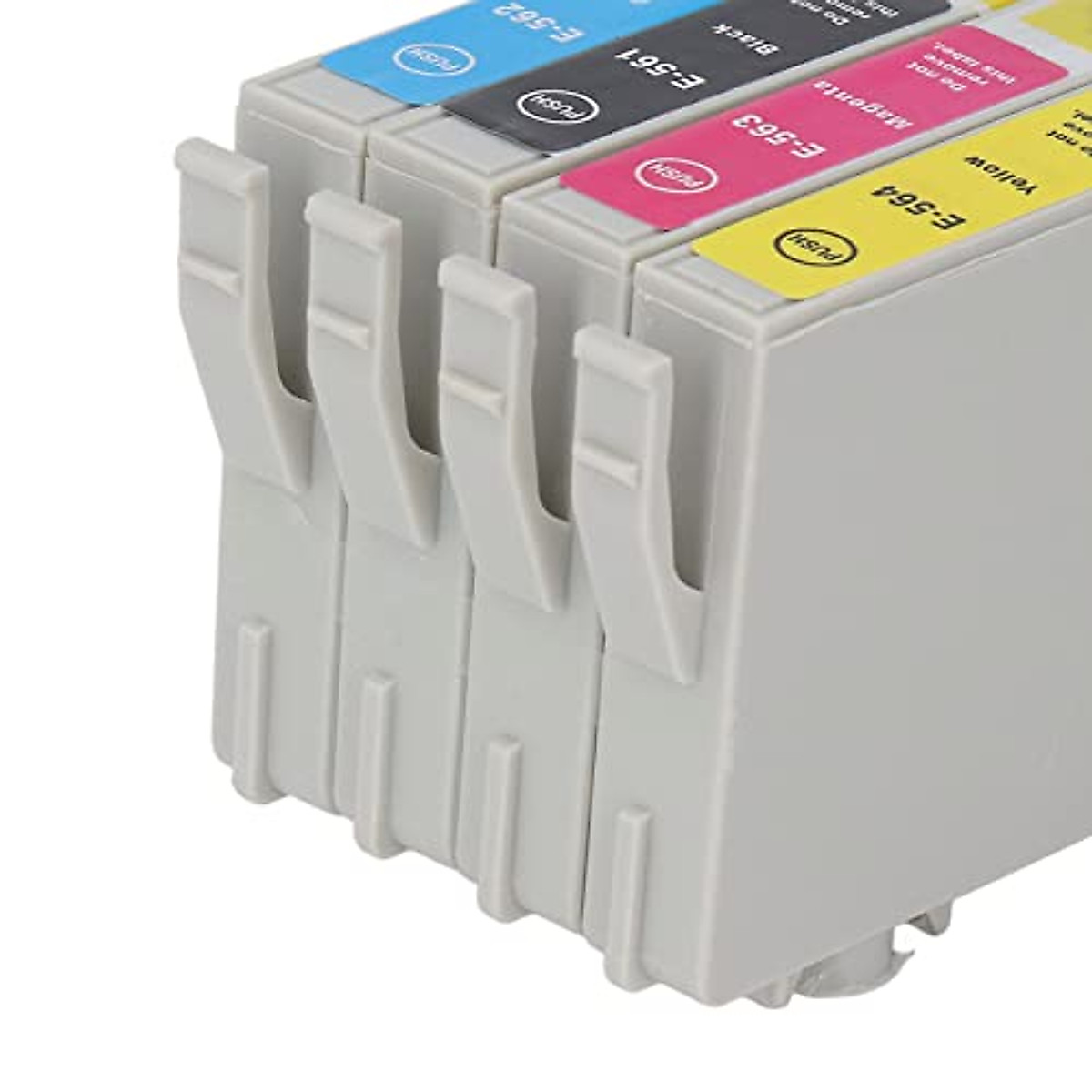 Hilitand 4PCS Ink Cartridge Smoothly Ink Output Large Capacity 4 Colors BK C M Y Cartridge Combo Pack for Printer Accessories (T0561/T0562/T0563/T0564)