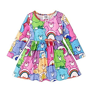 PATPAT Care Bears Baby Toddler Girl Long-Sleeve Cute Playwear Dress 3-4 Years Multi-Color
