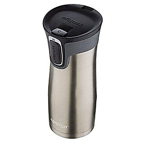 Contigo West Loop Stainless Steel Vacuum-Insulated Travel Mug with Spill-Proof Lid, Keeps Drinks Hot up to 5 Hours and Cold up to 12 Hours, 16oz Steel/Black