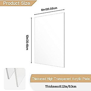 ADTDA 2 Pieces 1/8" Thick (3mm) Acrylic Sheets,Clear Cast Plexiglass 8” x 12” with Protective Paper for Signs DIY Display Projects,Craft,Photo Frames