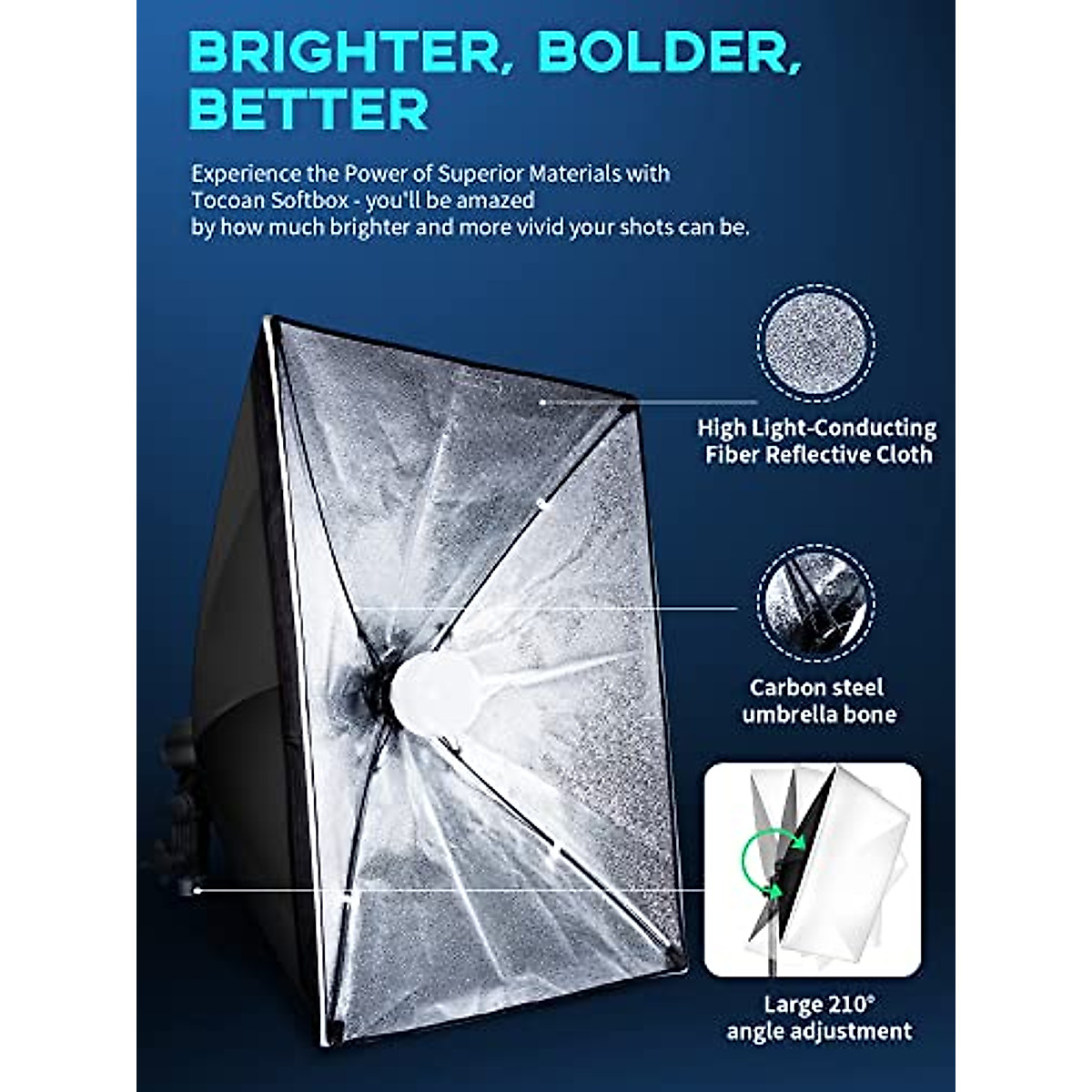 Tocoan Softbox Photography Lighting Kit, 2packs 27 x 20 inches Photo Studio Equipment & Continuous Lighting System with 85W 3000K-7500K LED Bulbs for Video Recording, Portrait Product Photo Shoot