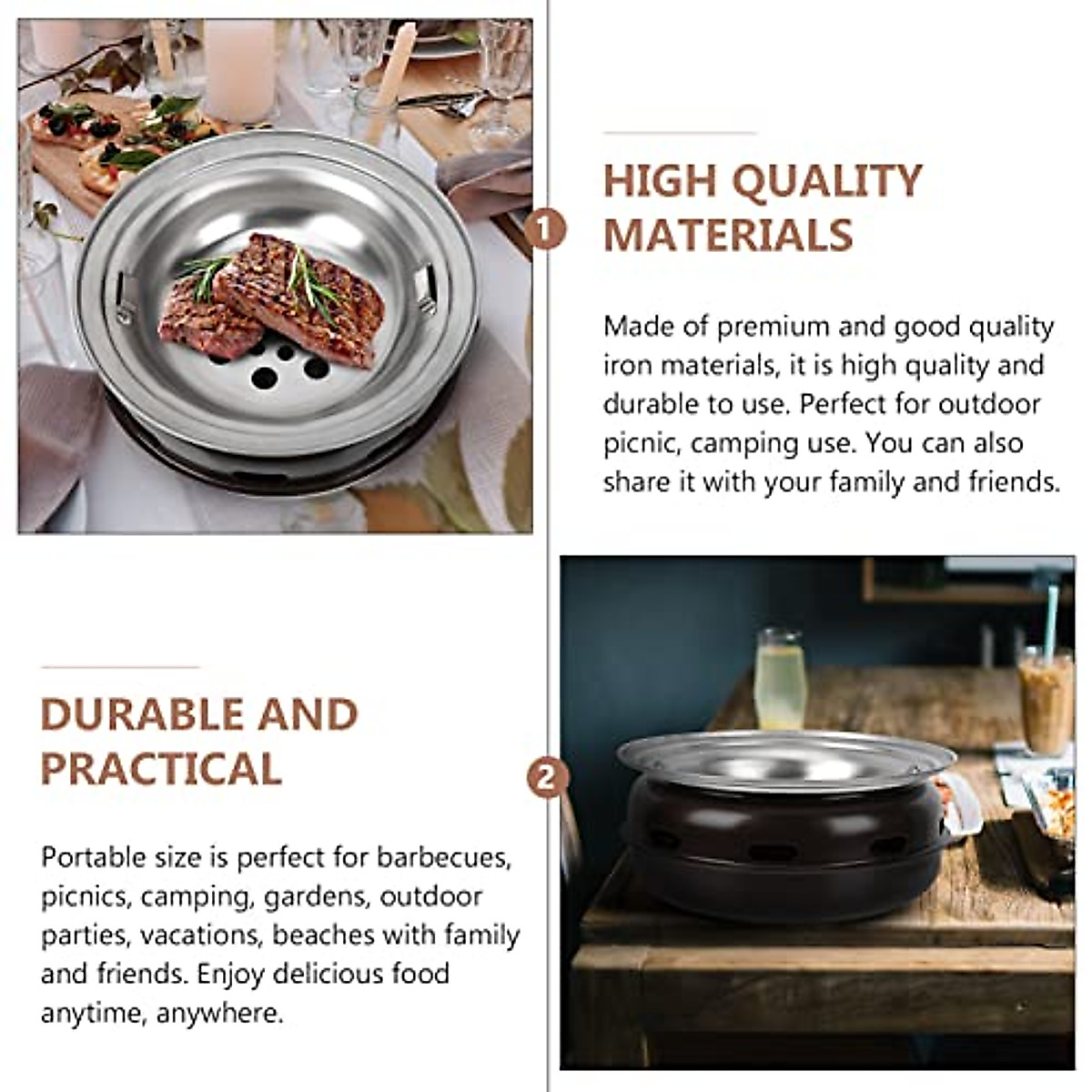 Cabilock Portable Burner Stainless Steel BBQ Grill Charcoal Stove Folding Barbecue Grill Portable for Picnic Garden Terrace Camping Travel Garden Camping Picnic Outdoor Grills