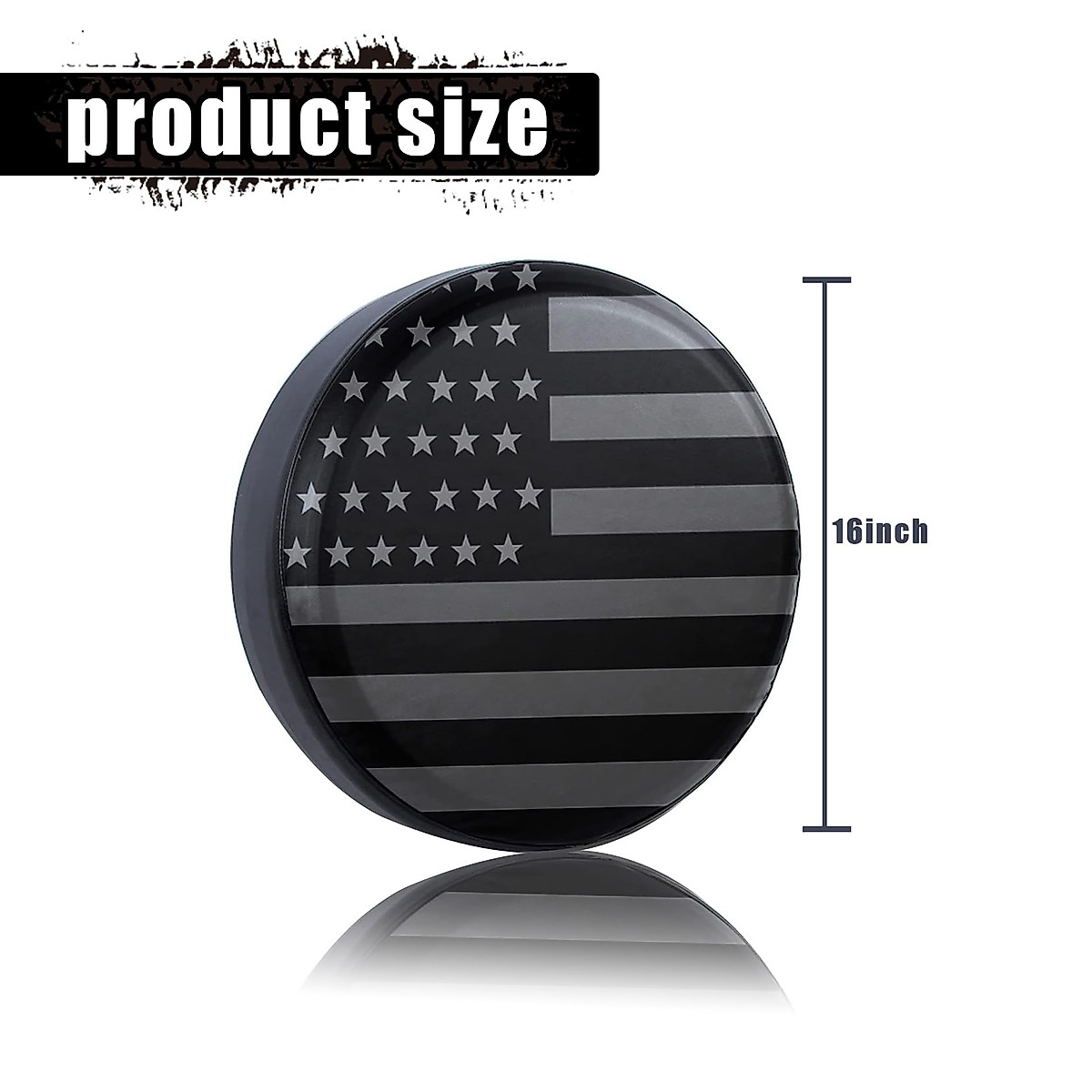 gunhunt 1 PC American Flag Pattern Tire Cover, 16" Car PVC Spare Tire Cover, Spare Tire Waterproof Protective Cover, Applicable to Most Cars, Trucks, SUVs, Trailers (Black)