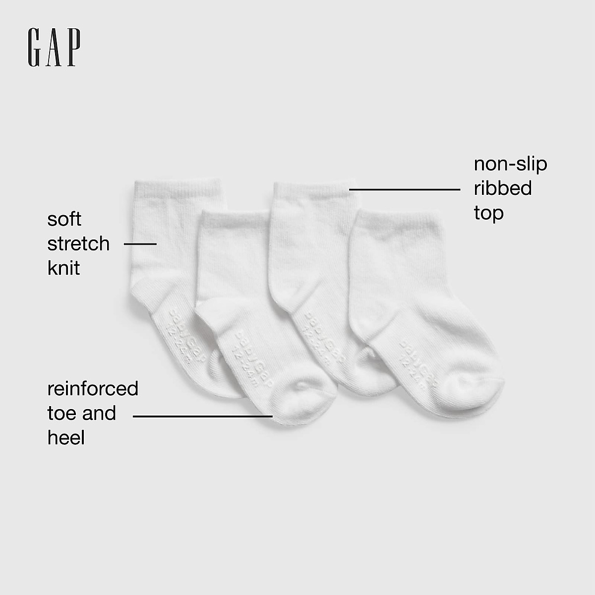 GAP unisex baby Quarter Crew Socks, White V2 Global, 4-5T US