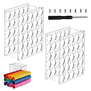Qivine Vinyl Holder Craft Organizers and Storage, 2Pcs Craft Storage Vinyl Roll Holder with 25 Holes, Acrylic Craft Room Storage and Organization for Scrapbook