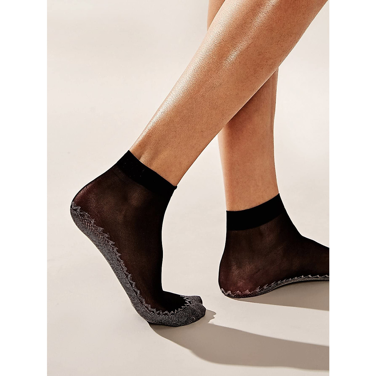 SHENHE Women's 4 Pairs Lace Slipper Ankle Socks Non Slip Dance Yoga Grip Socks Mesh Multicolor One Size