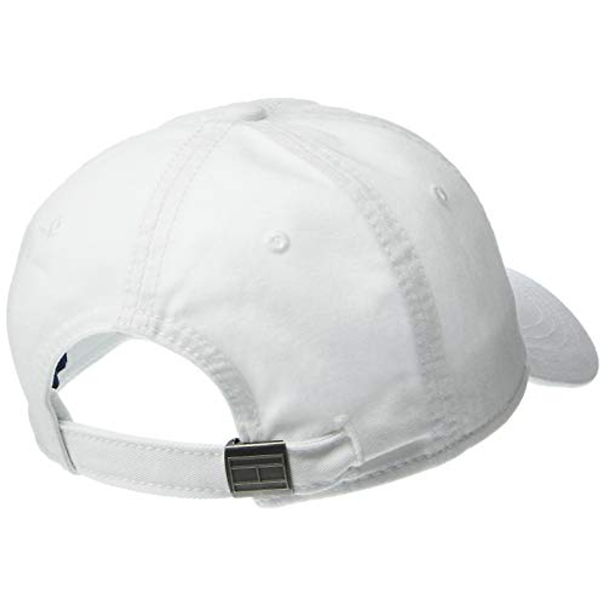 Tommy Hilfiger Men's Cotton Tony Adjustable Baseball Cap (Pack of 1), Classic White, One Size
