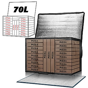 Micanlo Insulated Food Delivery Bag, Commercial Grade Pizza Carrier for Hot and Cold Food, Large Reusable Catering Cooler Bag 22x15x14, Pizza Delivery Box for Uber Eats, Doordash Essentials