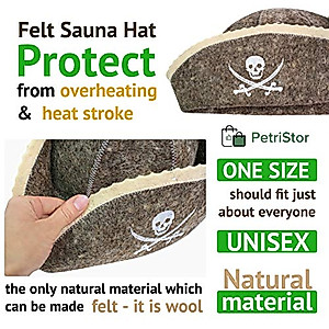PetriStor Sauna Hat Pirate/Filibuster for Man Natural Felt 100% Natural Made in Ukraine