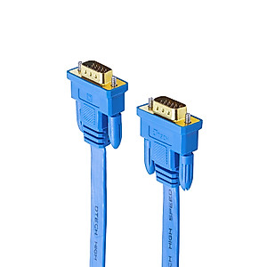 DTech Flat Thin Extra Long VGA Cable 25 ft Male to Male 15 Pin Connector Computer Monitor Cord 1080p HD High Resolution(8 Meter, Blue)